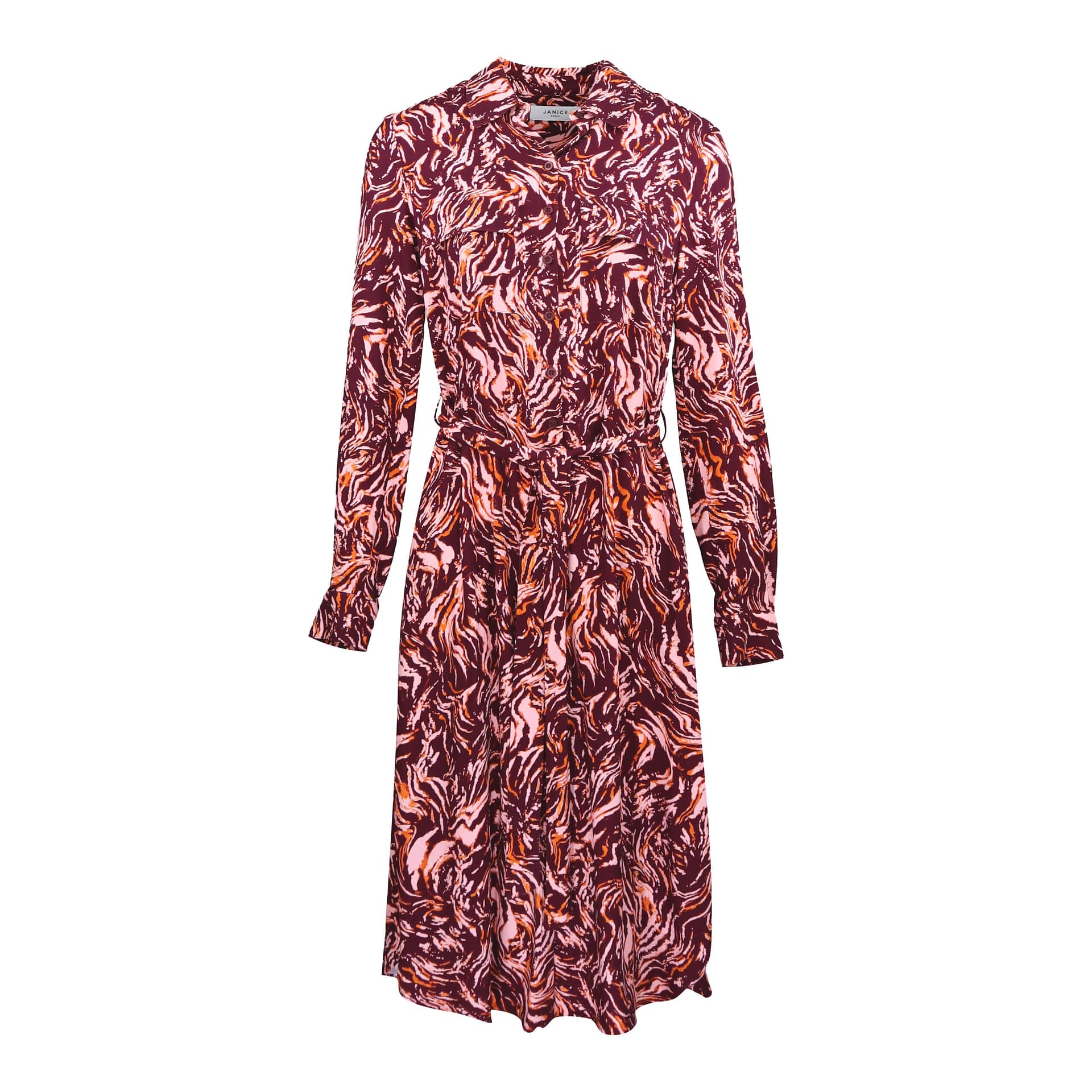 Janice • George tiger burgundy jurk • shop BollyWolly